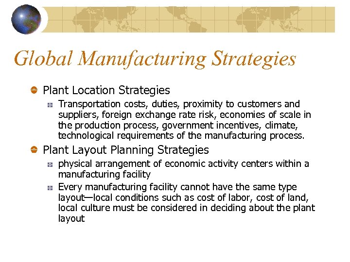 Global Manufacturing and Supply Chain Management International Business