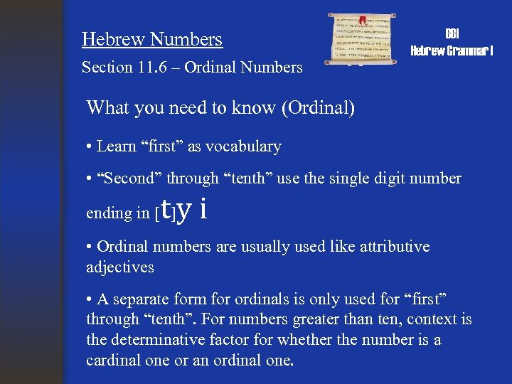 Berachah Bible Institute Hebrew Grammar I Chapter 11