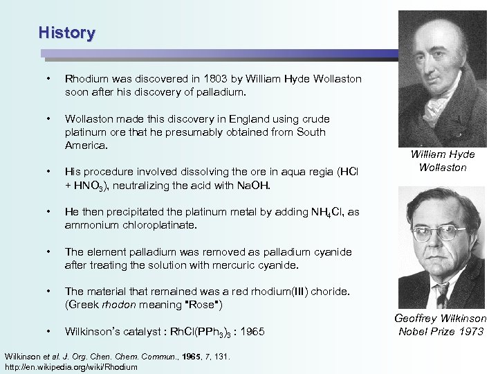 Rhodium I Chemistry Sébastien Goudreau Rhodium I Literature meeting
