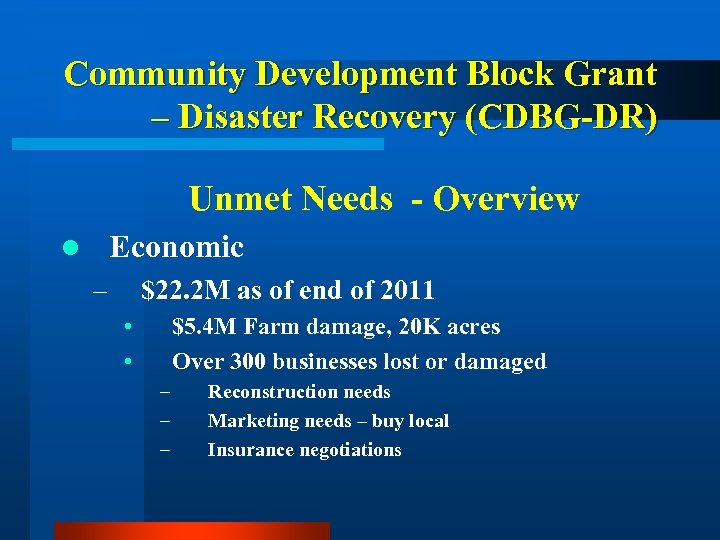 Draft ACTION PLAN Community Development Grant Program Disaster