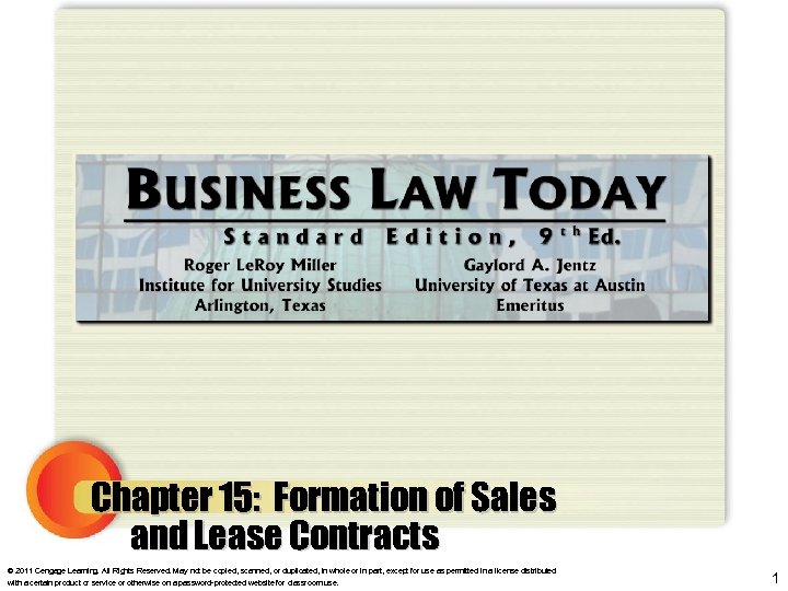 Chapter 15 Formation of Sales and Lease Contracts