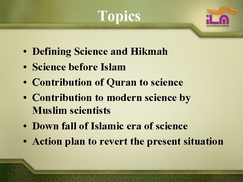 Muslim s Contribution to Science Presented by M A