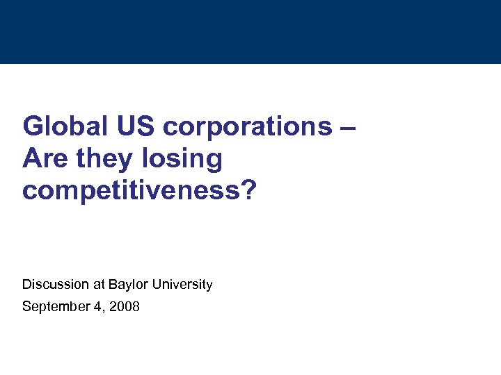 Global US corporations Are they losing competitiveness