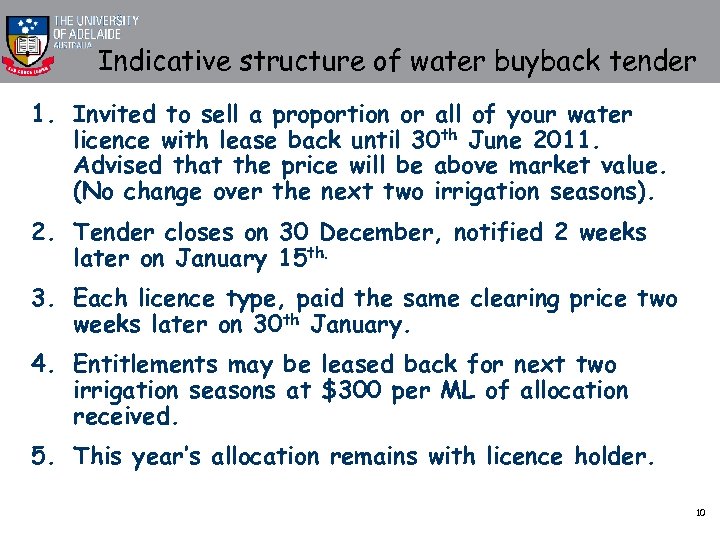 Buying water Prof Mike Young Research Chair Water