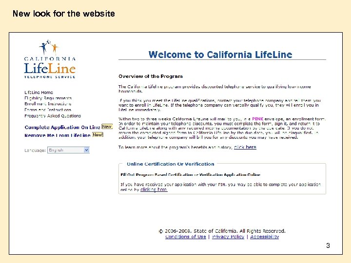 California Life Line Customer Interactive Website Demonstration