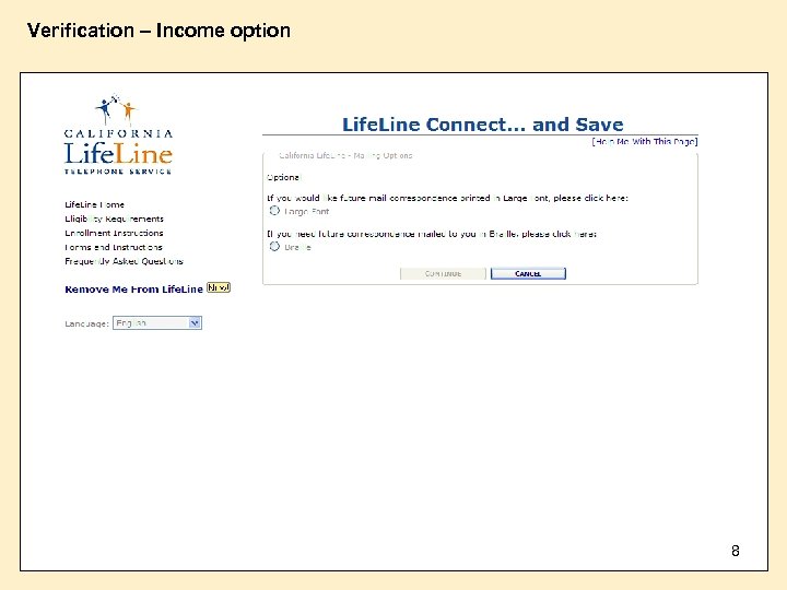 California Life Line Customer Interactive Website Demonstration