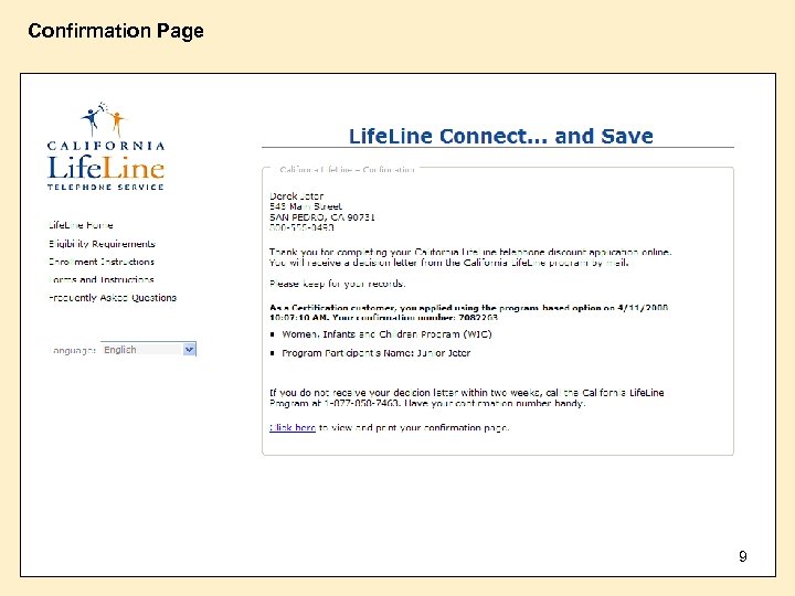 California Life Line Customer Interactive Website Demonstration