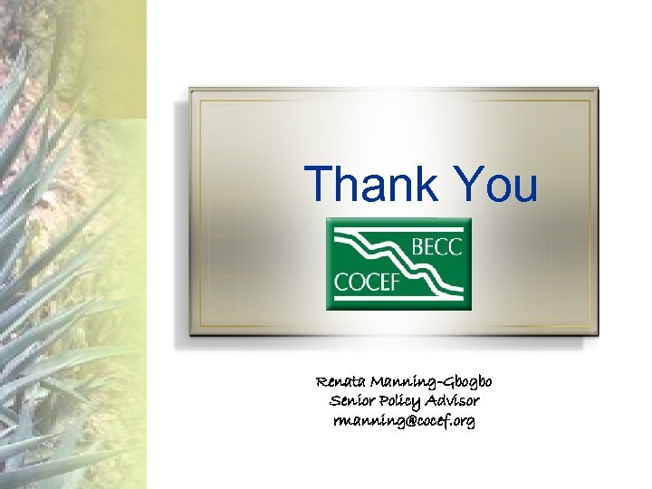 BORDER ENVIRONMENT COOPERATION COMMISSION Mitigating Impacts on Water