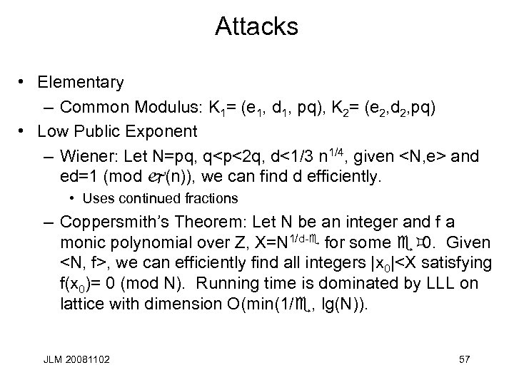 Cryptanalysis Lecture 6 Introduction to Public Key Systems