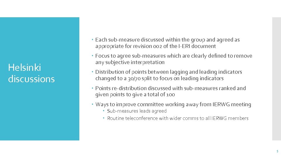 International Equipment Reliability Index I-ERI Subcommittee Update ...