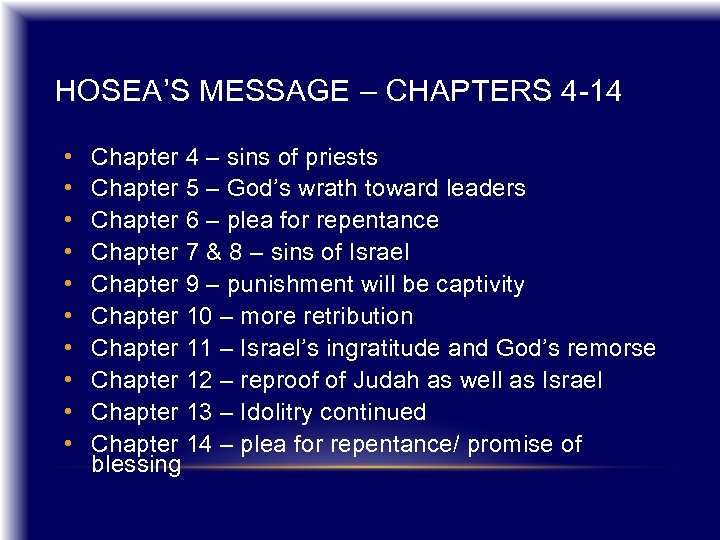 HOSEA Prophet of Love OVERVIEW Prophet