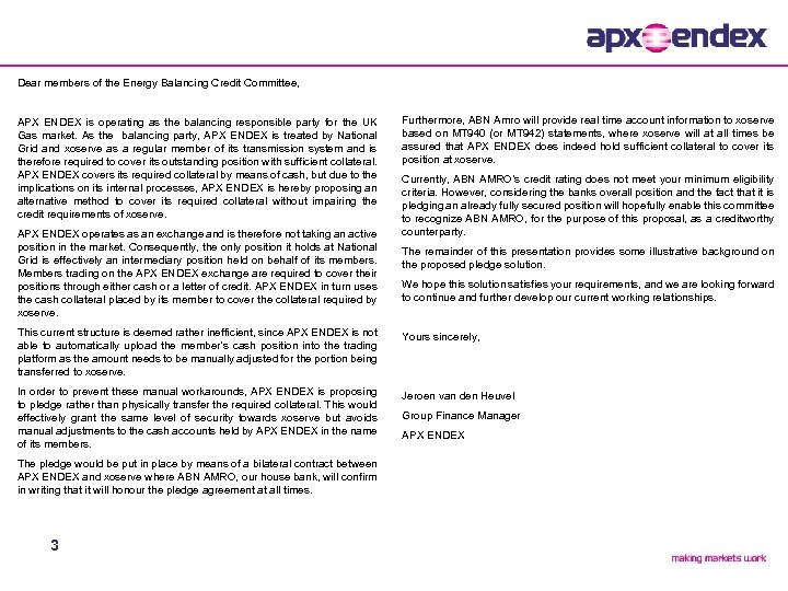 Collateral Position at xoserve Energy Balancing Credit Committee