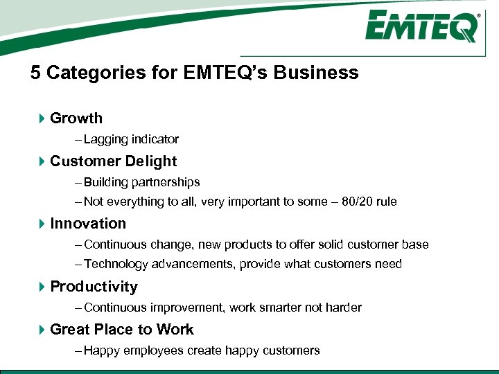 EMTEQ Business Strategy Introductions Jerry Jendusa 1989