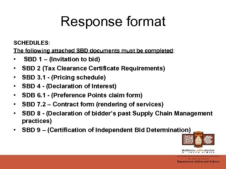 National Arts Council of South Africa Bidders Compulsory