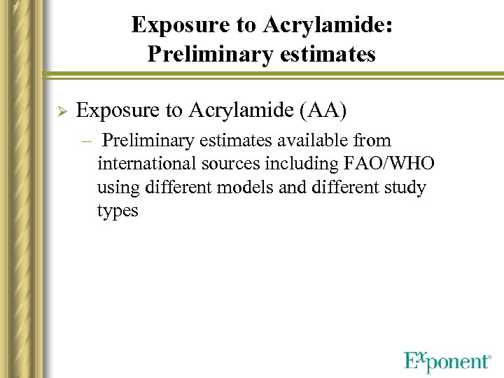 Acrylamide Formation Exposure Possible Reduction Strategies by Barbara