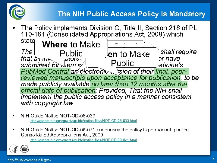 The NIH Public Access Policy NIH Regionals Baltimore