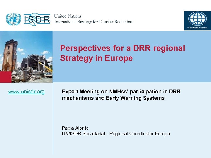 1 Perspectives for a DRR regional Strategy in