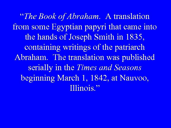 The Book of Abraham The Book of