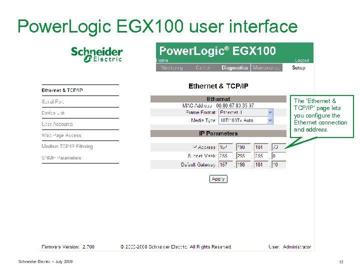 Power Logic EGX 100 Entry-level Ethernet-to-serial-line gateway