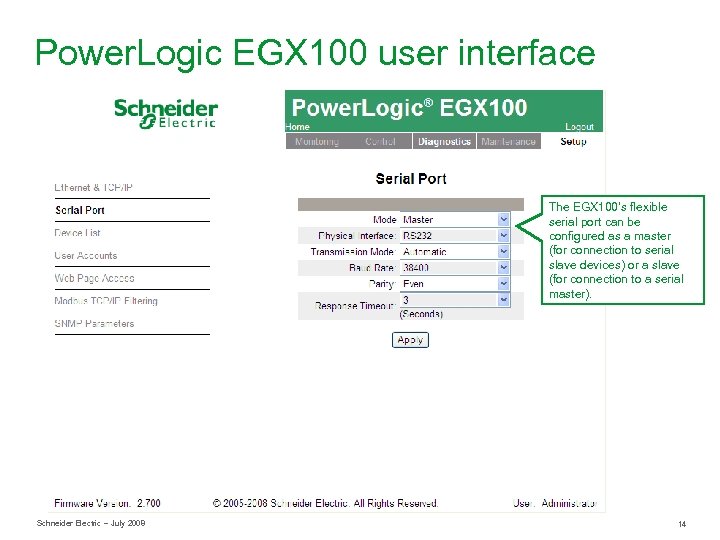 Power Logic EGX 100 Entry-level Ethernet-to-serial-line gateway