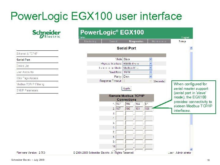 Power Logic EGX 100 Entry-level Ethernet-to-serial-line gateway