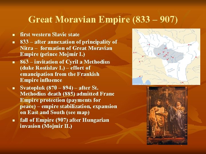 Czech History n Moravian Empire 843 907